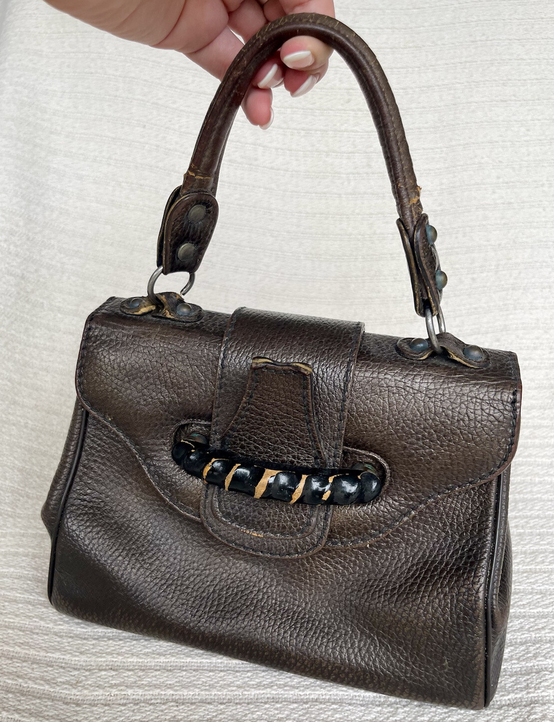 BEAUTIFUL VINTAGE 1950s RONAY BOX LEATHER HANDBAG |… - Gem
