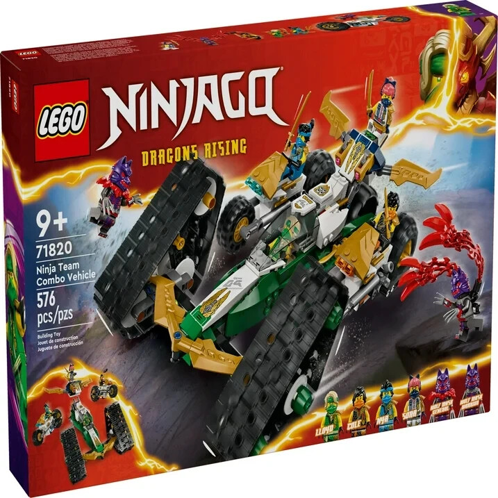 LEGO 9+ NINJAGO Ninja Team Combo Vehicle 71820, 4 in 1 Ninja Playset ...