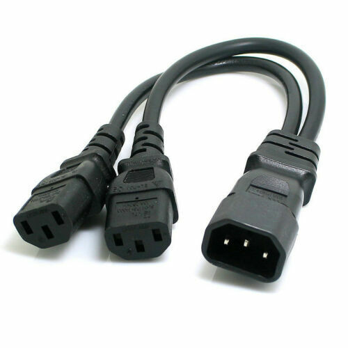 IEC 320 Single C14 to Dual C13 Short Power Y Type Splitter Adapter ...