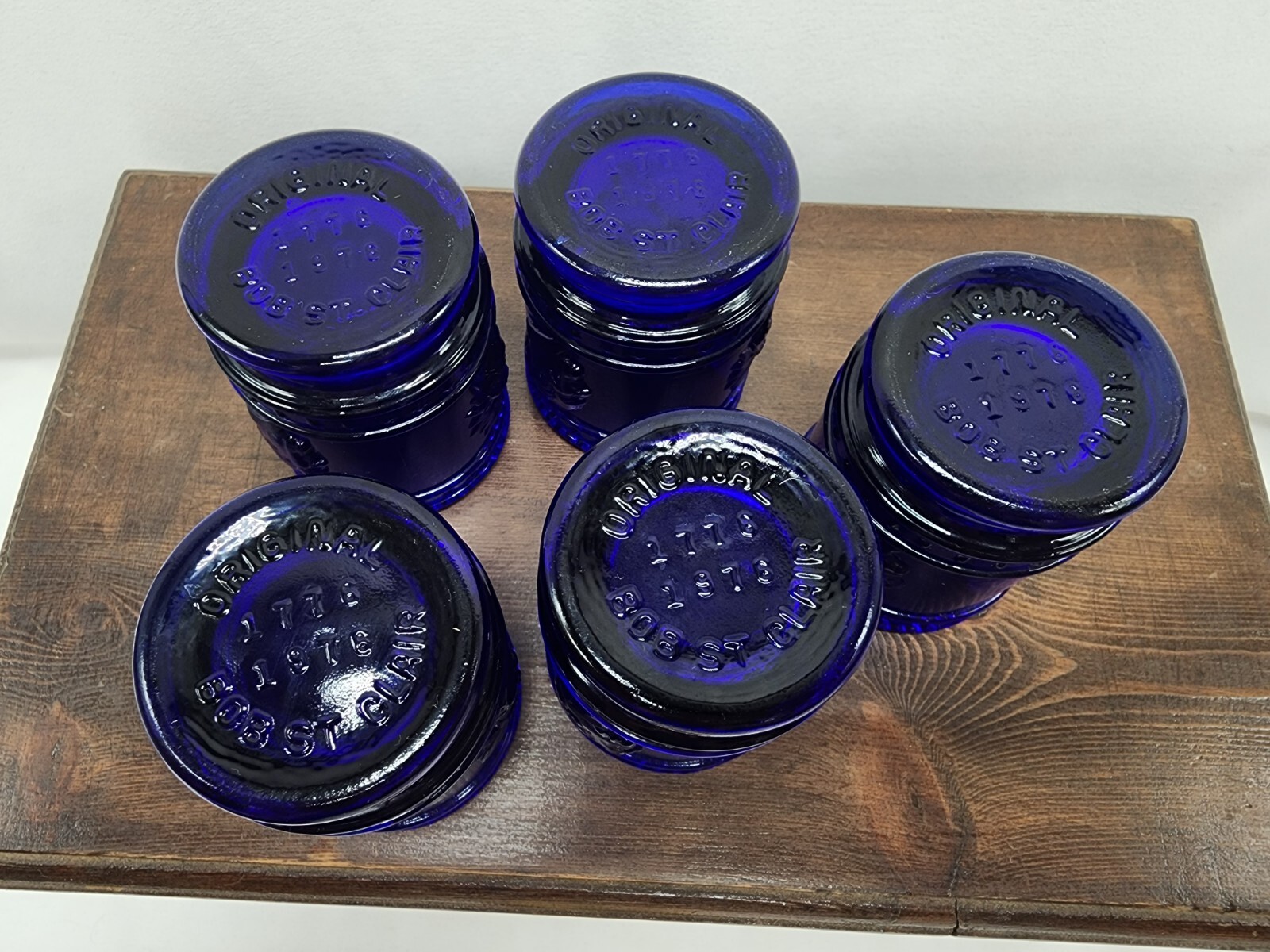 Bob St Clair 1976 Bicentennial Cobalt Blue Glass Toothpick Holder Set ...