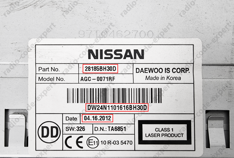 NISSAN RADIO UNLOCK PIN CODE DAEWOO CD JUKE MICRA NAVARA NOTE QASHQAI X ...