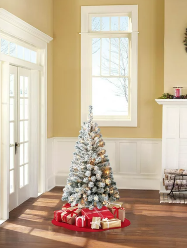 Luxurious Greenfield 4' Pre Lit Regular Flocked Pine Tree | eBay