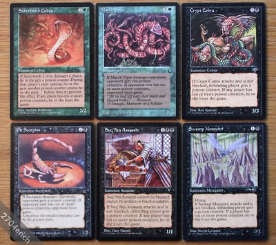 Set of 6 Black / Green Poison Counter Creatures *NM* Magic MTG Old ...