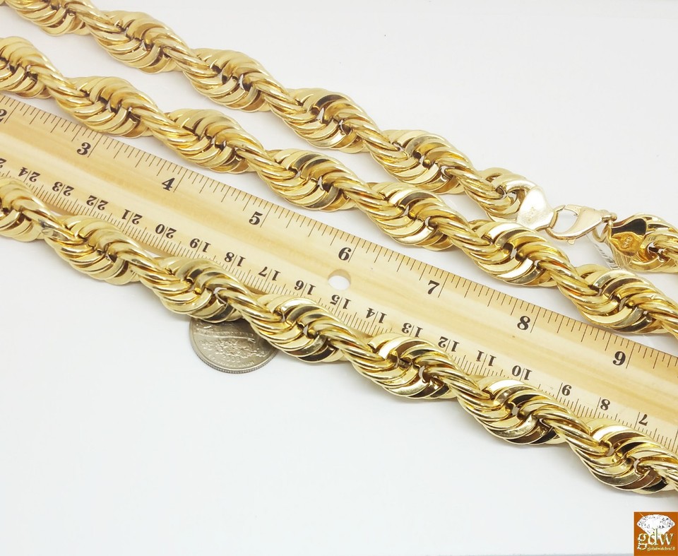 10k Real Gold Rope Chain Necklace 22 Inch 15mm Men thick Brand NEW On ...