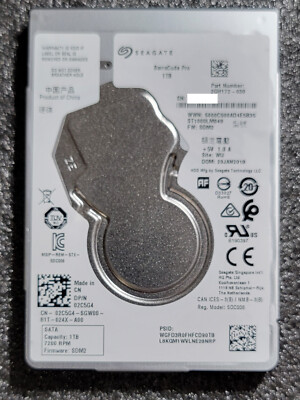 SEAGATE BARRACUDA 1TB 2.5" HARD DRIVE ST1000LM049 7200RPM 2GH172-020 ...