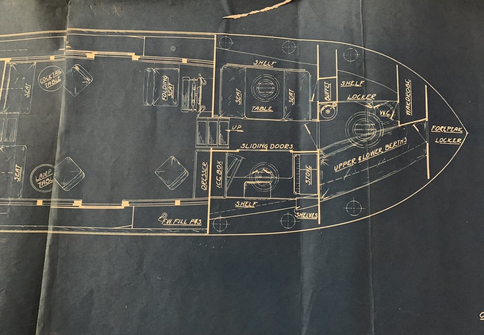 NOS 1930s? Chris Craft Blueprint For 48’ Motor Yacht Drawn Algonac MI ...