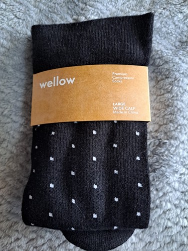 Wellow Compression Socks - black with white polka dots L wide calf NWT ...
