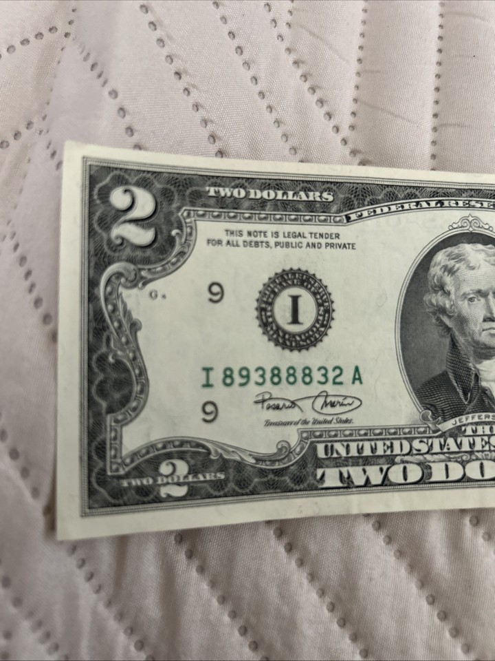 2003A $2 Bill Lucky Serial Four 8s 8888 Uncirculated Crisp Note ...