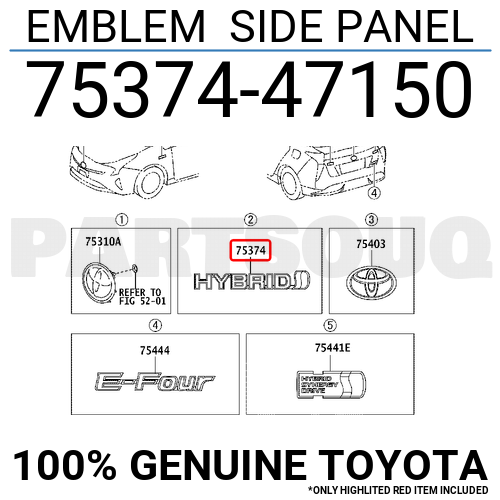 7537447150 Genuine Toyota EMBLEM SIDE PANEL 75374-47150 | eBay