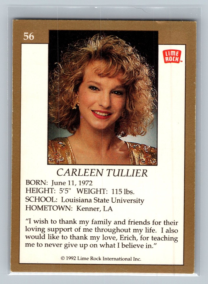 1992 Lime Rock Pro Cheerleaders Carleen Tullier #56 New Orleans Saints ...