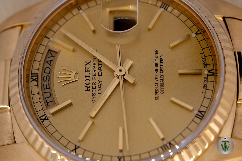 ROLEX DAY DATE 36 YELLOW GOLD CHAMPAGNE DIAL 18038 1985 | eBay