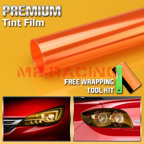 *12"x108" Glossy Orange Color Tint Headlights Fog Lights Taillight ...