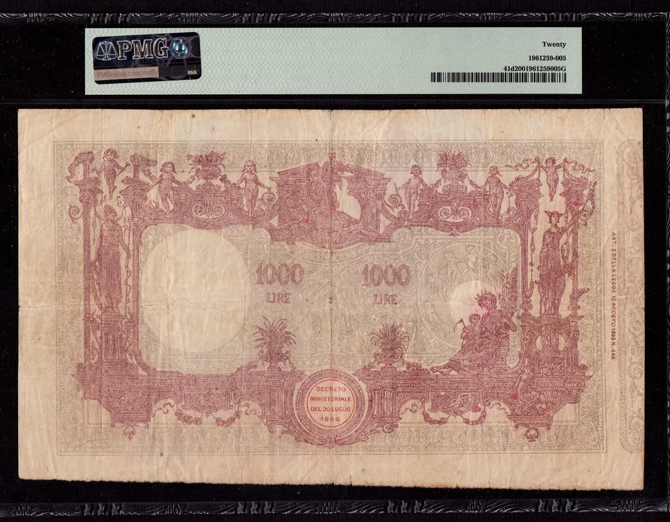 Italy 1000 Lire 1918 P-41d * PMG VF 20, few ph * The Only 1 On PMG * | eBay