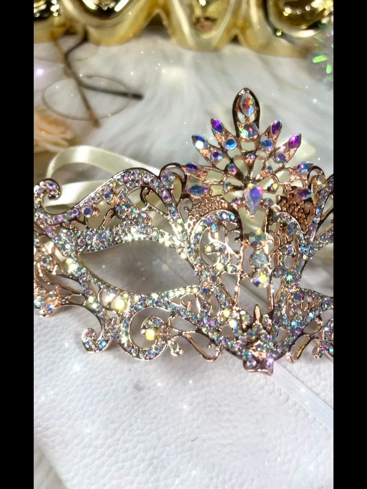 Masquerade Mask for Women, Crystal Mask Rhinestone, Venetian Party ...