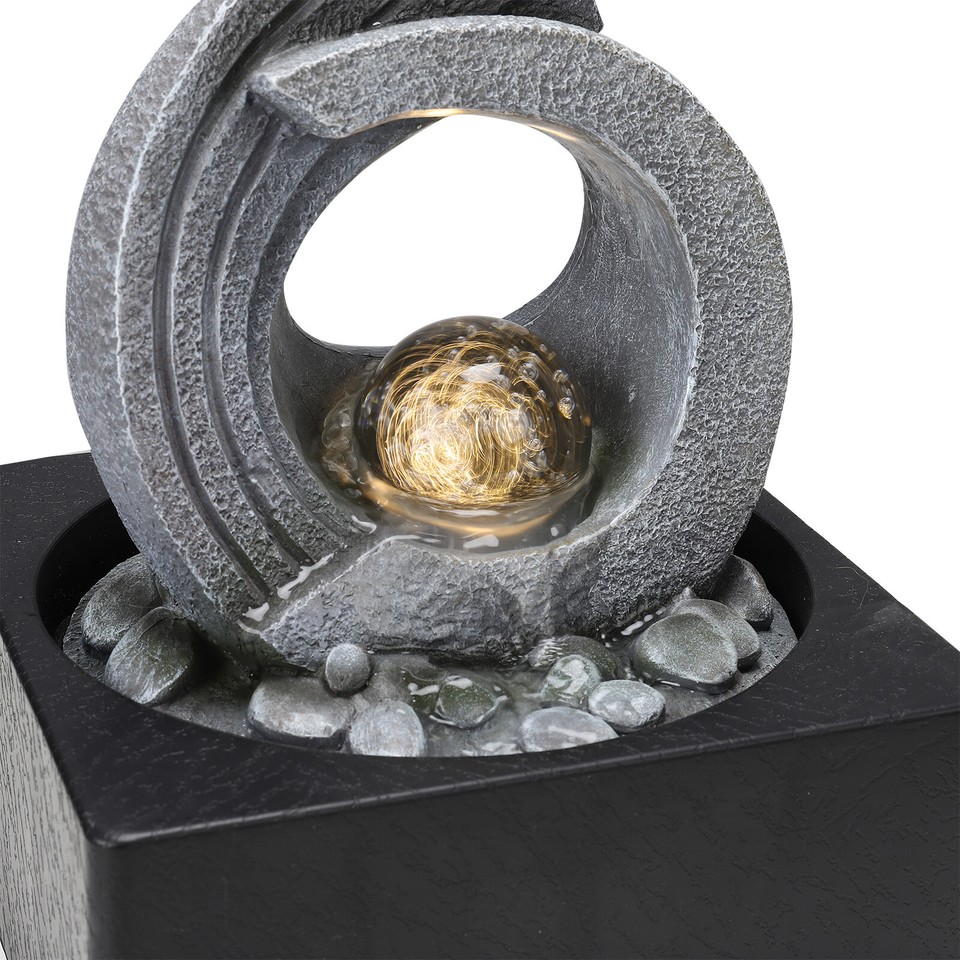 Desktop Water Feature Electric Pump Fountain Statue Cascading with LED ...