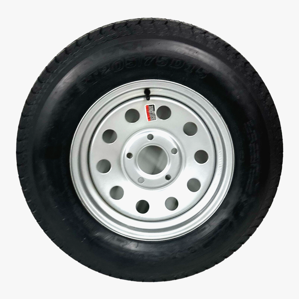 Trailer Tire on Rim ST205/75D15 LRC Bias 6 Ply 5 Lug 5x5 Silver Modular ...