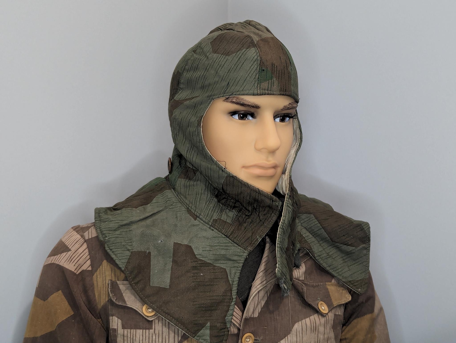 Original WWII German Splinter Padded Parka Hood Zelt Splinter Camo ...