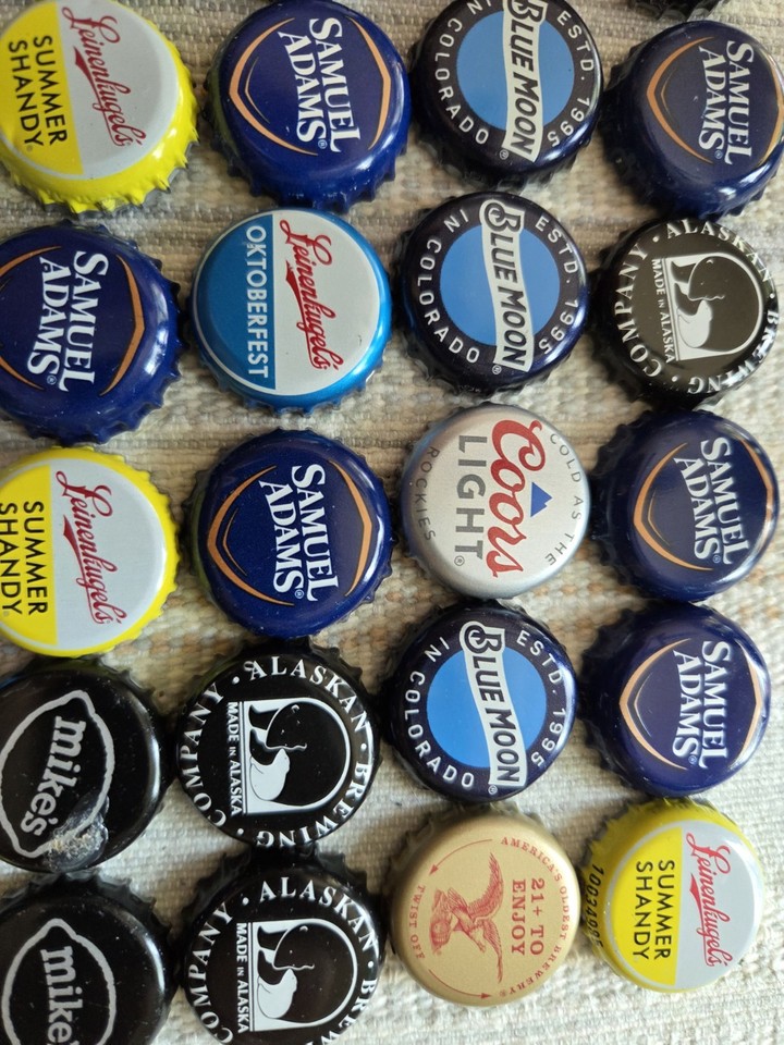 100 Beer Bottle Caps No Dents Many Brands Sam Adam's Yuingling ...