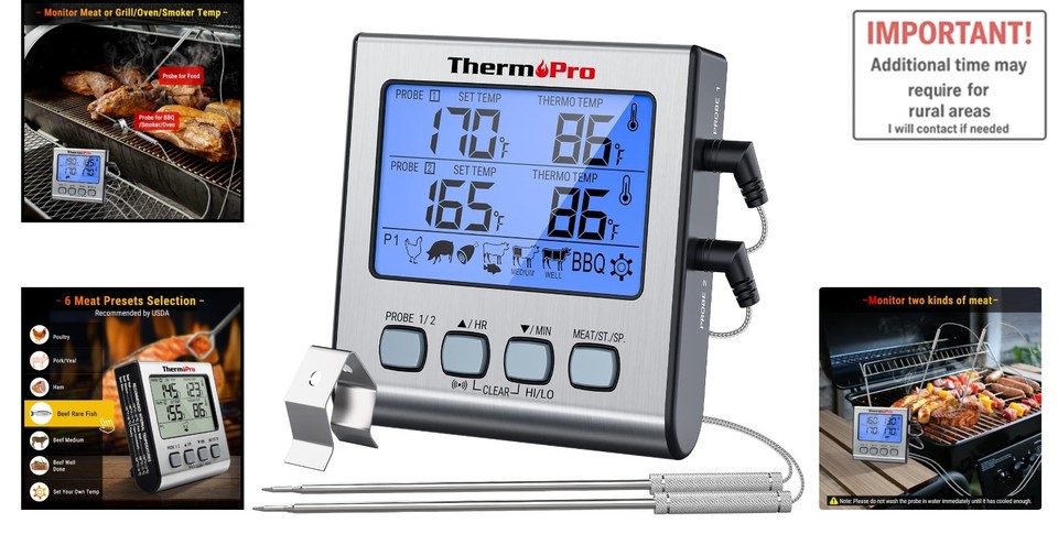 Essential Digital Meat Thermometer with Easy Read LCD for Perfect ...