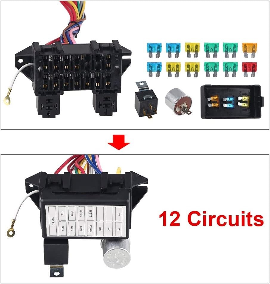 12 Circuit Wiring Harness Universal Wire Harness Automotive Fuses ...