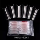 550 Pcs Extra Long C Curve Tapered Square False Nail Tips Acrylic Half ...