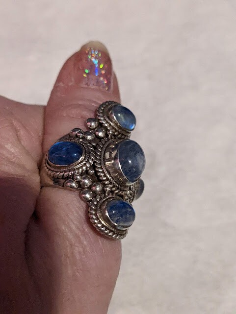 Vintage Sterling Silver Moonstone Ring 5 Beautiful Regal Stones Size 9 ...