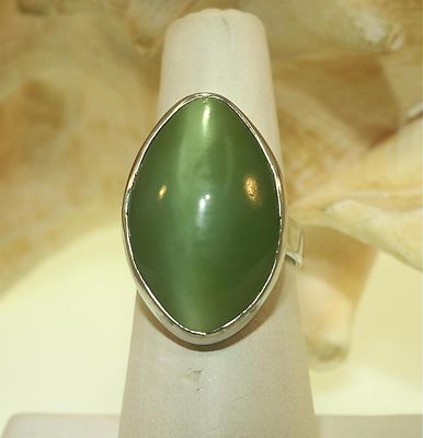 16X26mm Natural Oval Cat's Eye AA Siberian Nephrite Jade 925 Silver ...