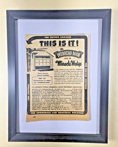 Vintage Overhead Garage Door Print Ad – “This Is It!” Miracle Wedge ...