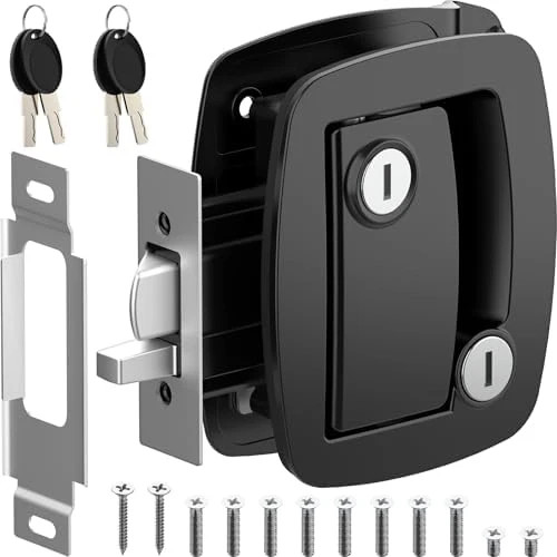 Black RV Paddle Entry Door Lock Latch Handle Knob Deadbolt NEW Camper ...