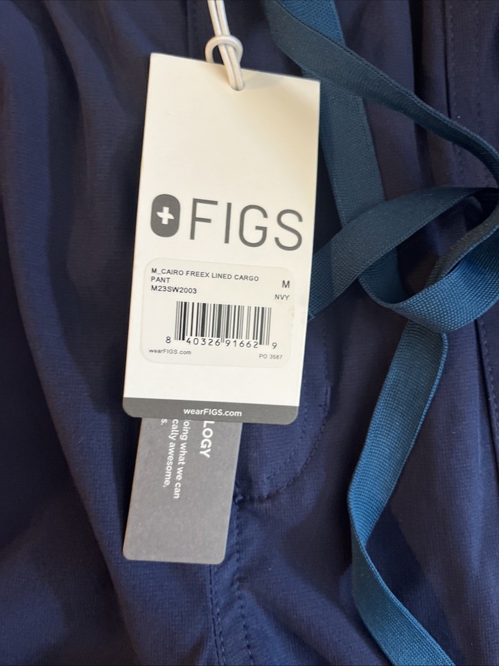 FIGS Cairo FreeX Lined Cargo Scrub Pants Men's Sz Medium Navy Blue NWT ...