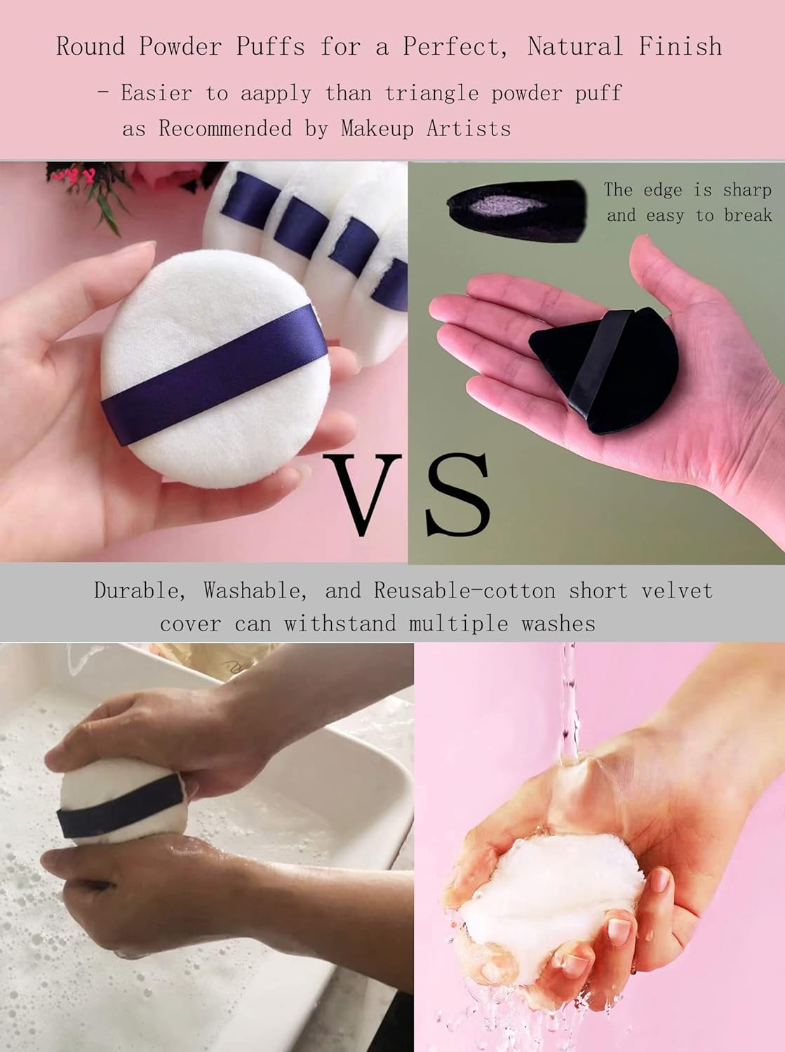 Powder Puff - 3.15 Inch Ultra Soft Washable Velour Makeup Powder Puffs ...