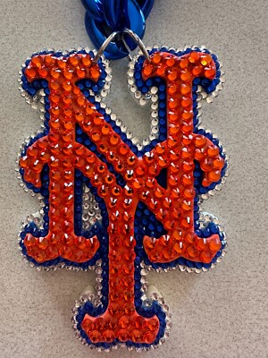 New-New York Mets WinCraft Big Chain Logo Necklace Crystal Rhinestone ...