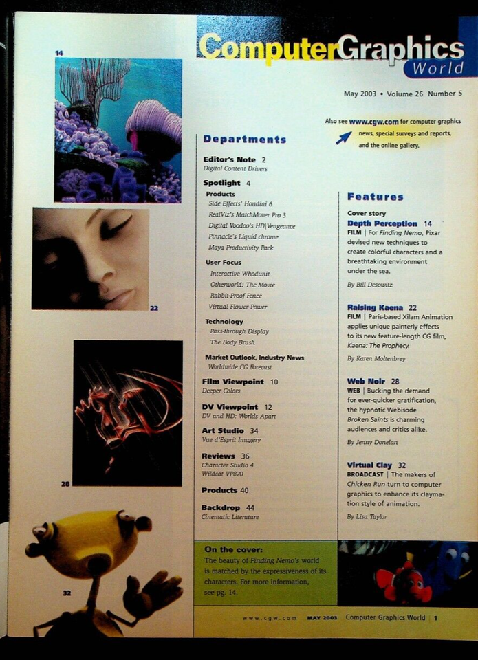 Computer Graphics World Magazine May 2003 Finding Nemo Chicken Run | eBay