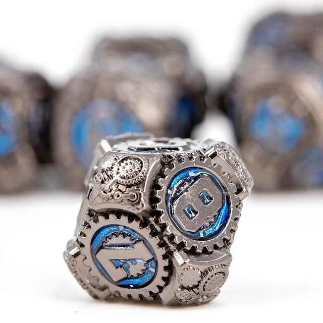 Sage's Artificer's Core Cerulean Essence Metal Polyhedral Dice Set ...