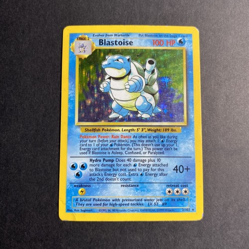 Blastoise 2/102 - Pokemon TCG Base Set Unlimited Holo Rare Card WOTC HP ...