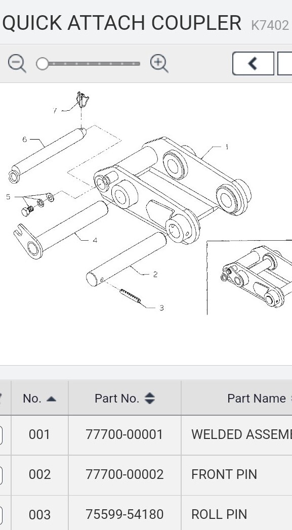 KUBOTA QUICK ATTACH COUPLER PIN* 77700-00002* OEM* 60MM x 390MM* KX080 ...