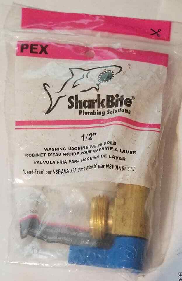 SharkBite 24813A 1/2" Pex Barb Washing Machine Valve, Cold, Chrome ...