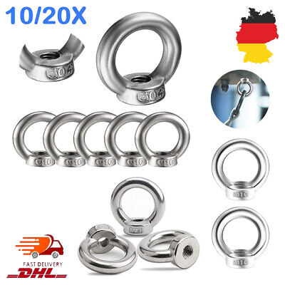 10-20x Neu Ringmutter DIN 582 Edelstahl A2 Ring Öse Muttern M8 M10 M12 ...