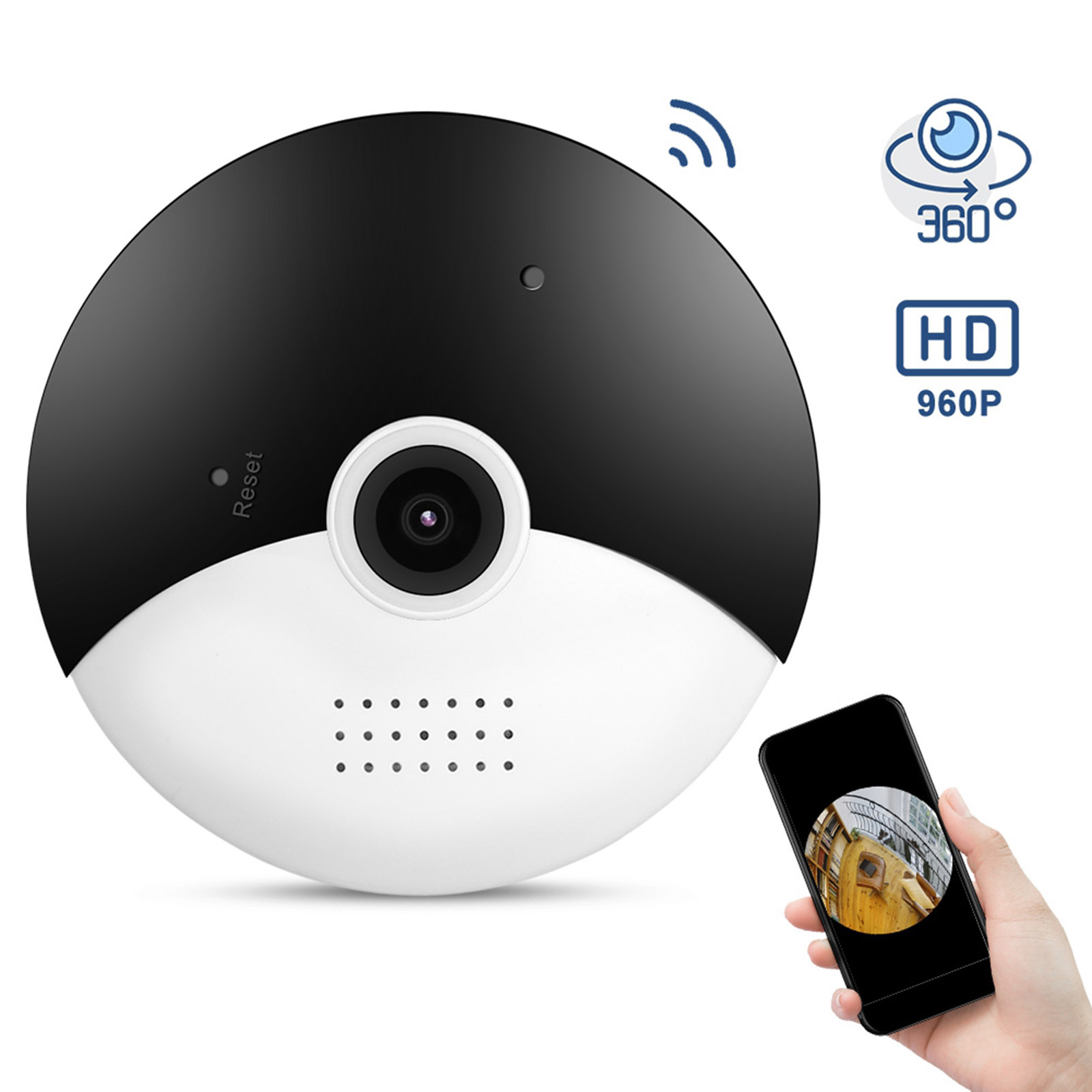 WiFi 360 Degree Panoramic Camera Network Surveillance Camera IR Motion ...