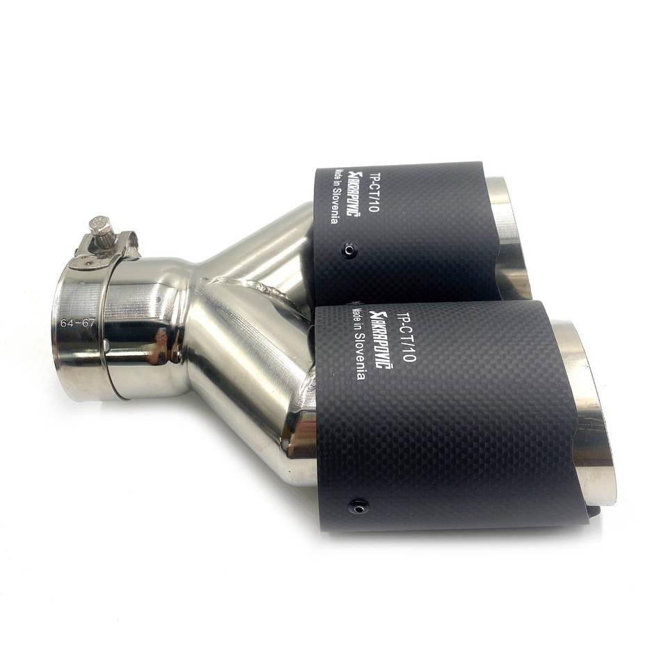 2PCS OD:3''/3.5''/4" Akrapovic Exhaust Tip Matt Carbon Fiber Dual Pipe ...