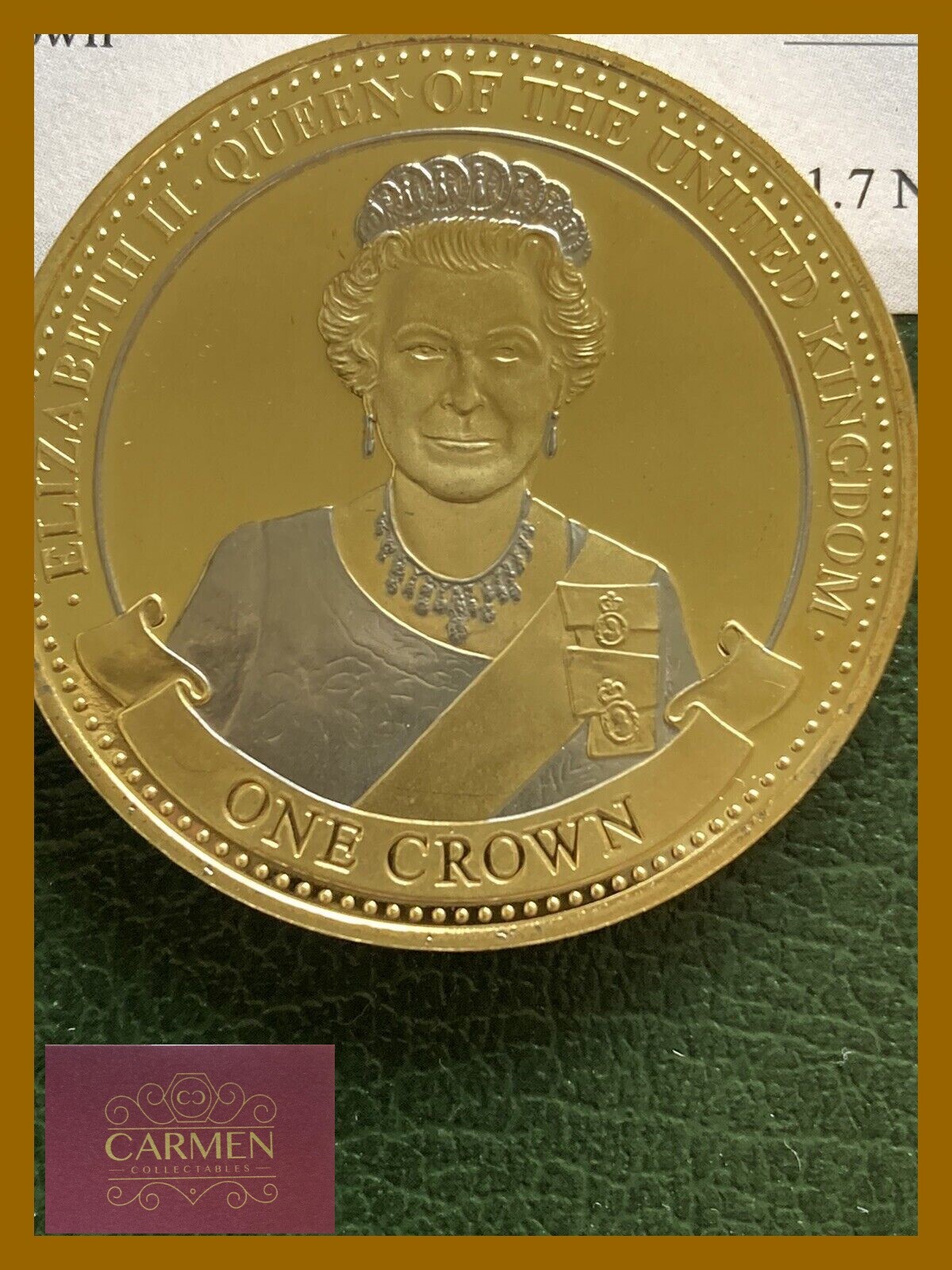 QUEEN ELIZABETH II COIN GOLD PLATED ONE CROWN COIN BRITISH ROYAL FAMILY ...