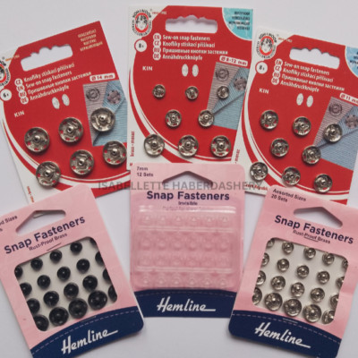 Snap Fasteners Metal/Plastic Sew-On Poppers Press Studs VARIOUS SIZES ...