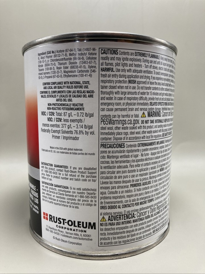 Rust-Oleum 253499 Auto Body Primer Gray Acrylic Primer 32oz Quart | eBay