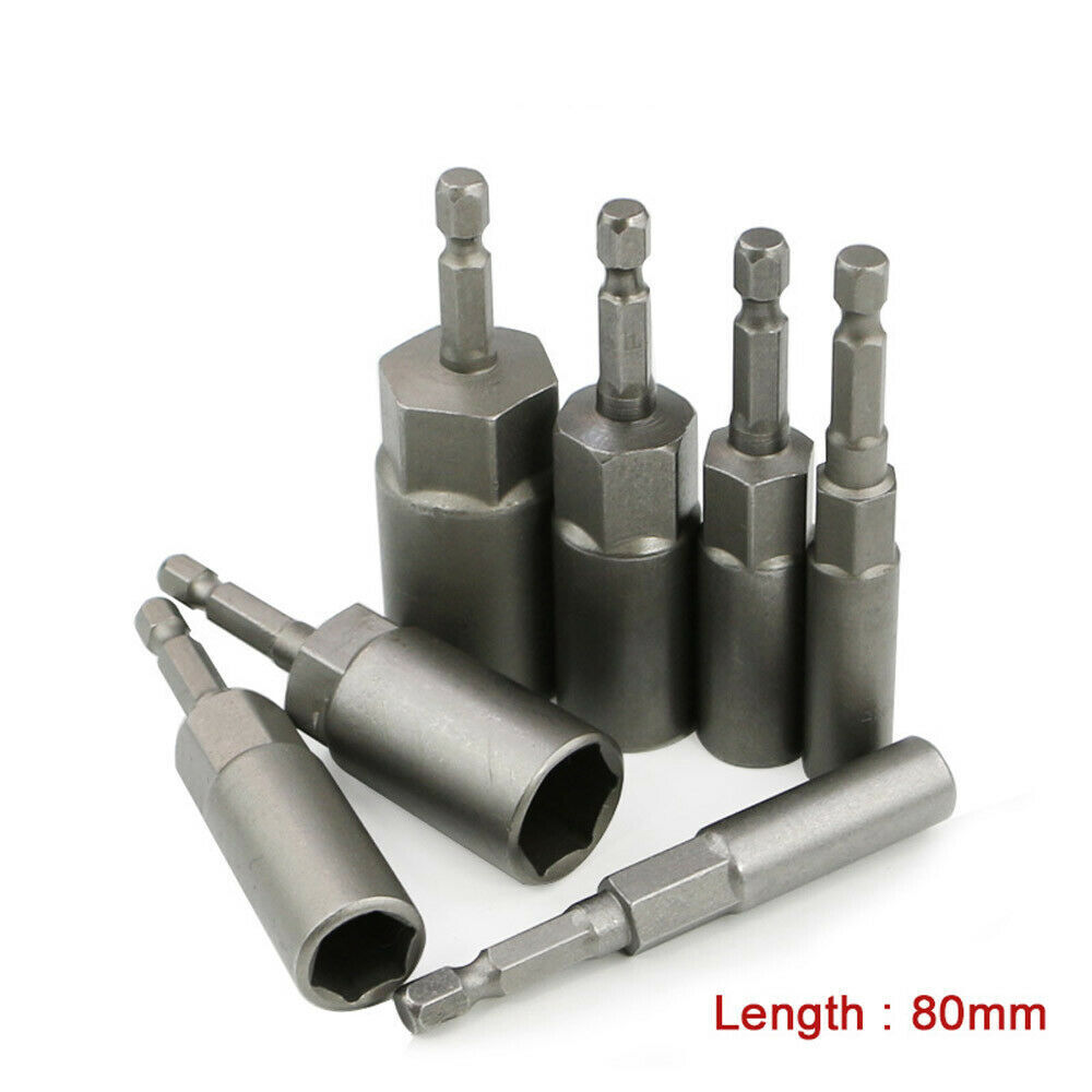 Power Hex Socket Bit H6 - H19mm Nut Driver Drills 1/4" Hex Shank Length ...