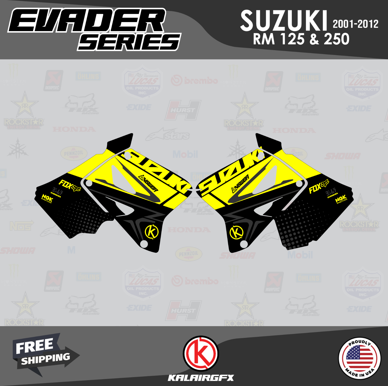 Graphics Kit For Suzuki RM125 RM250 (2001-2012) RM 125 RM 250 Evader ...