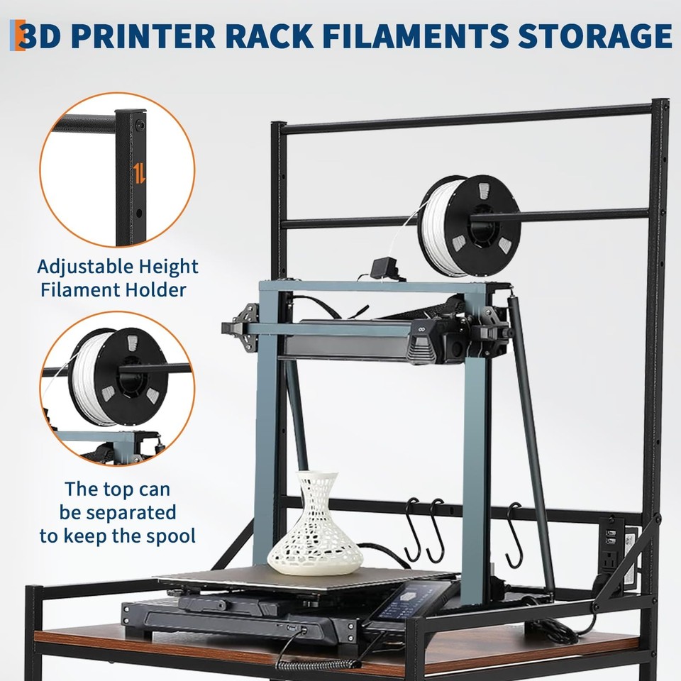 3D Printer Cart w/Wheels Printer Stand w/ Filament Storage Rack ...