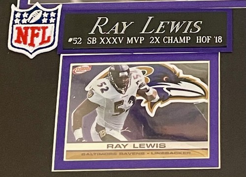 NFL RAVENS RAY LEWIS IN 8 X 10 PIC, 11x14 MAT, CARD, NAMEPLATE& PATCHES ...