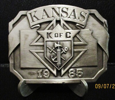 Kansas Knights of Columbus K of C 1985 Pewter Belt Buckle Catholic ...