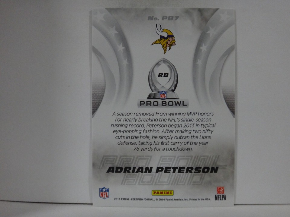 2014 Certified Pro Bowl Bound Red /249 Adrian Peterson #PB7 | eBay