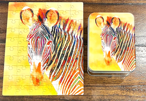 Zazzle Acrylic Zebra Compete 60 Pieces Puzzle Colorful Unique 8" X 10 ...